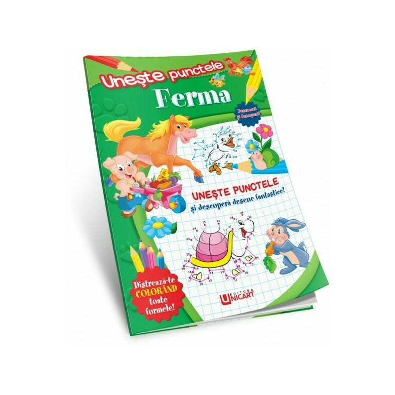 Carte de colorat A4 Uneste punctele- Ferma