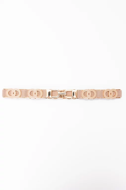Curea elastică cu cercuri întrepătrunse bej C16860508caramel