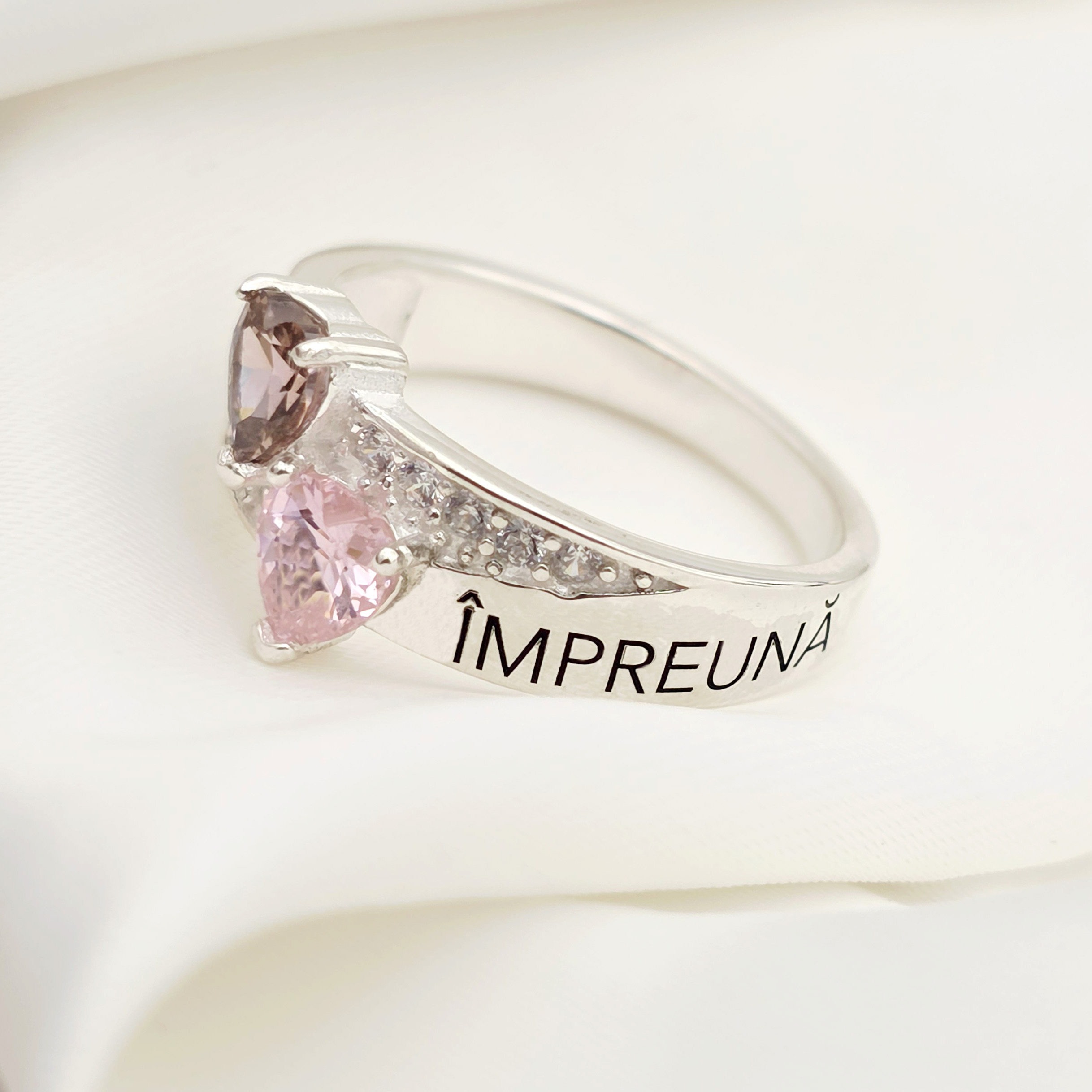 Inel Destine Unite - 2 nume si Cristale Zirconia - Argint 925 - Chic Bijoux