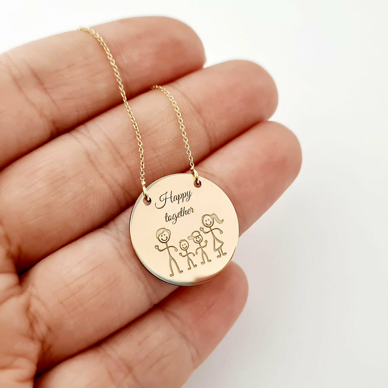 Lantisor cu pandantiv personalizat cu familie - Happy together - Banut ...