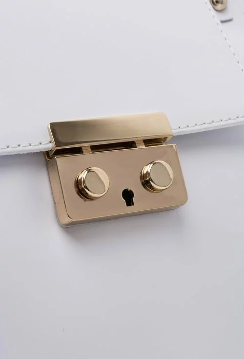 Geanta alba din piele naturala Jordan | Dasha.ro