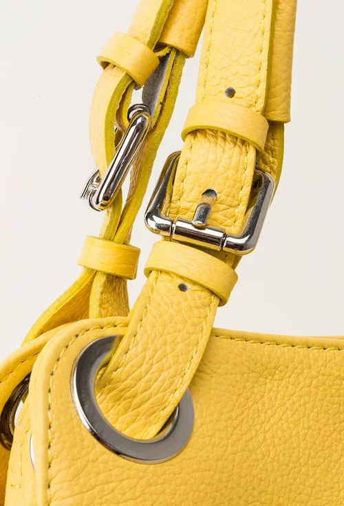 Geanta galbena din piele naturala Kelly | Dasha.ro