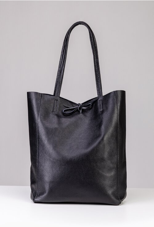 Geanta shopper neagra din piele naturala - Dasha.ro