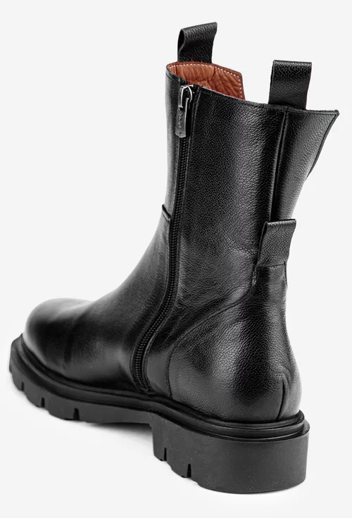 Ghete negre din piele cu decupaj lateral - Dasha.ro