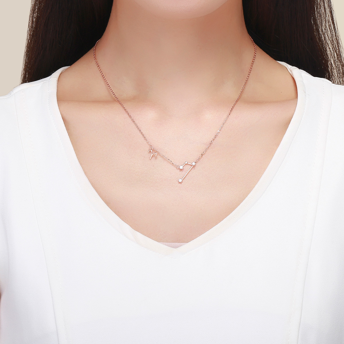 Colier din argint cu Constelatia Berbec rose gold