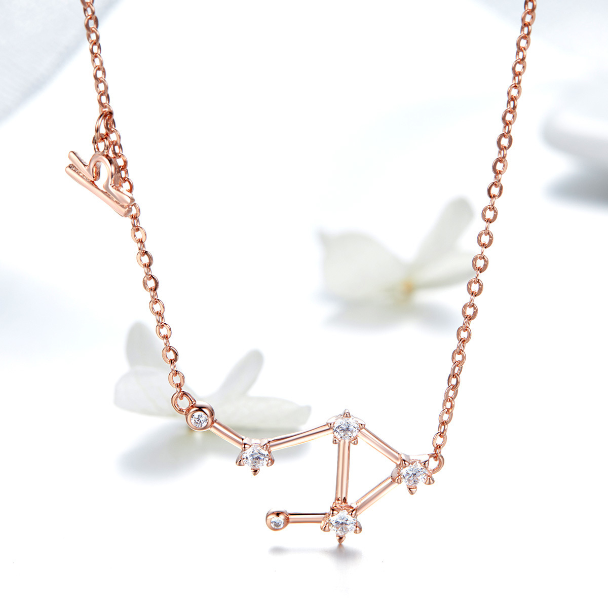 Colier din argint cu Constelatia Balanta rose gold