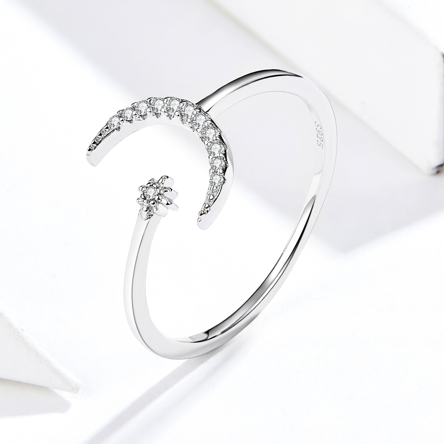 Inel reglabil din argint cu Semiluna