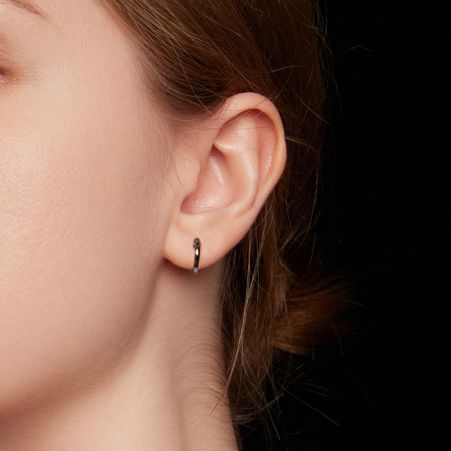 Cercei din argint Simple Black Circle