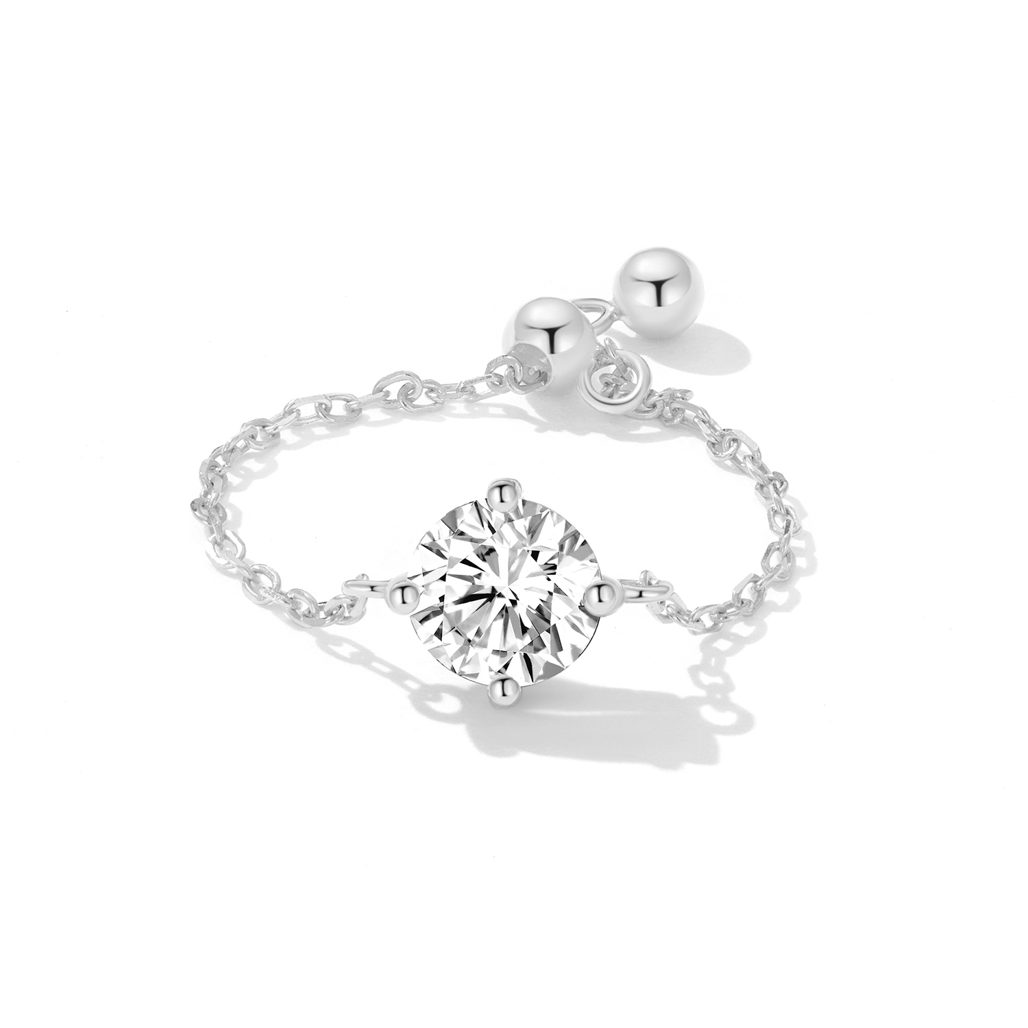 Inel reglabil din argint Chained Crystal