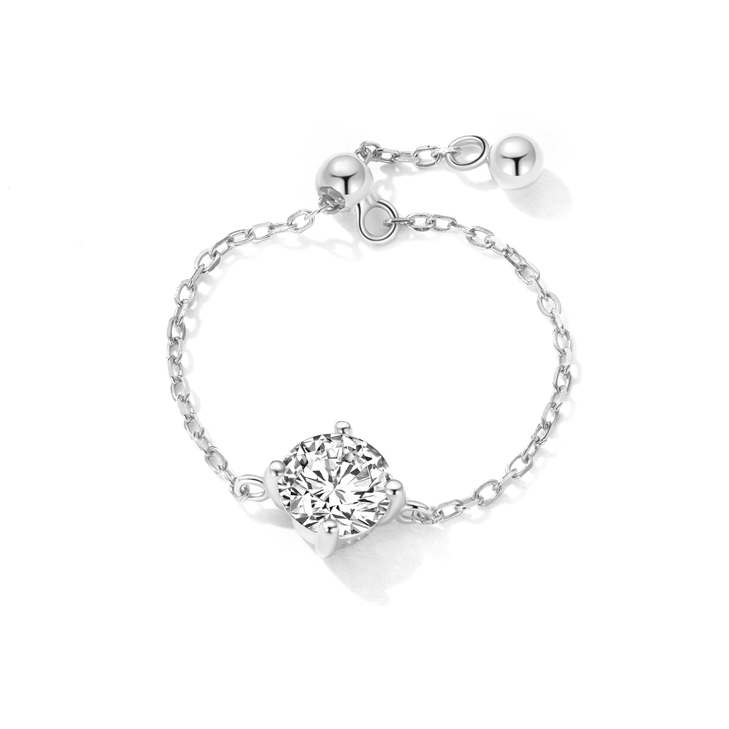 Inel reglabil din argint Chained Crystal