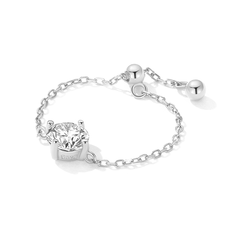 Inel reglabil din argint Chained Crystal