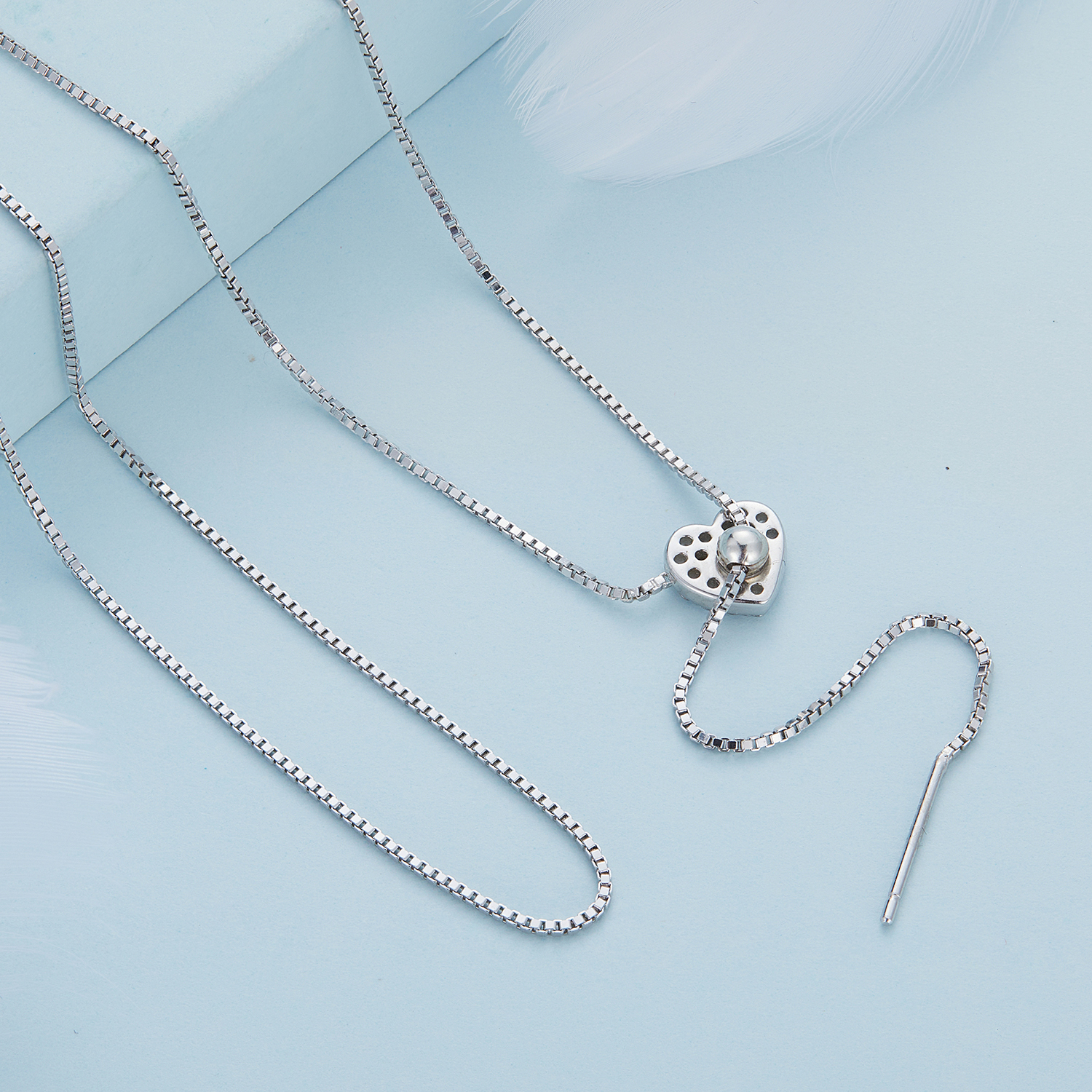 Colier reglabil din argint Simple Heart