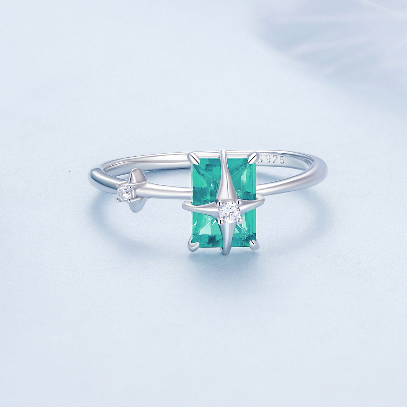 Inel din argint Big Green Stone