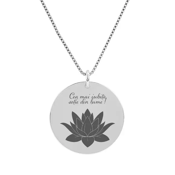 Colier din argint, BANUT 22 mm personalizat cu Text/ Simbol