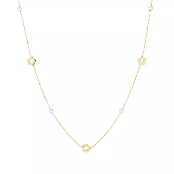 Colier din aur 14k Flowers and Pearls