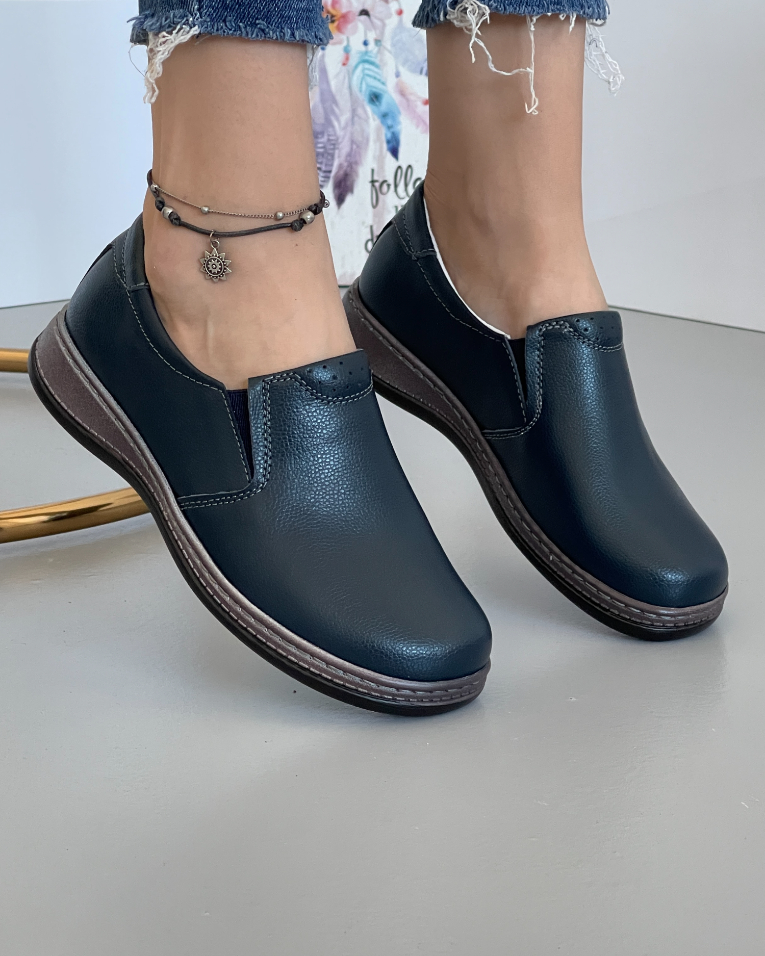 Pantofi Bleumarin Casual Din Piele Naturala AP-2115