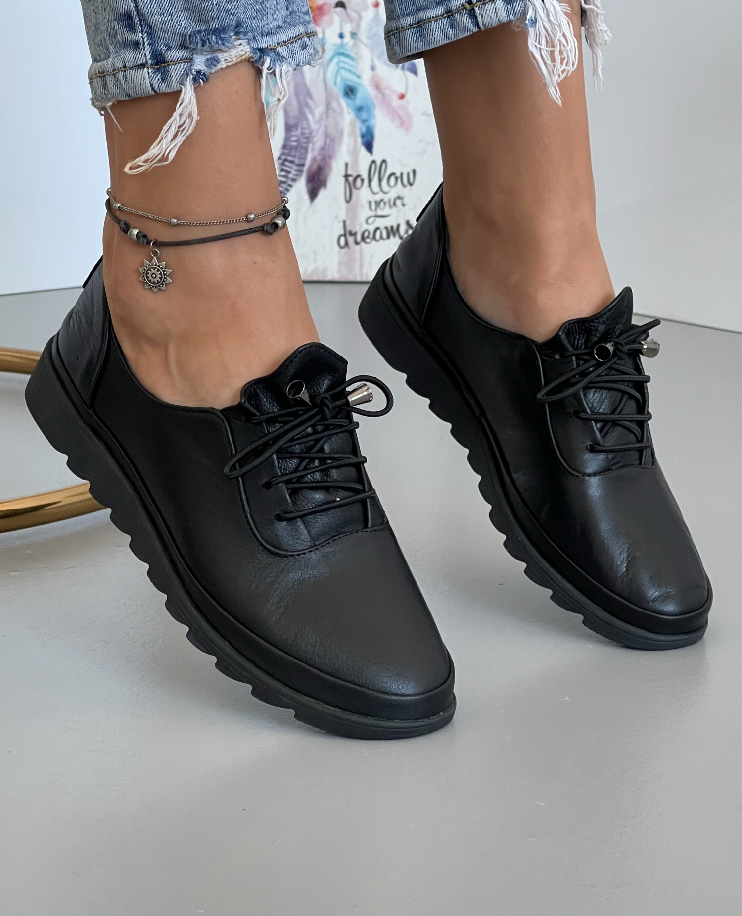 Pantofi Negri Piele Naturala Casual AKR-04