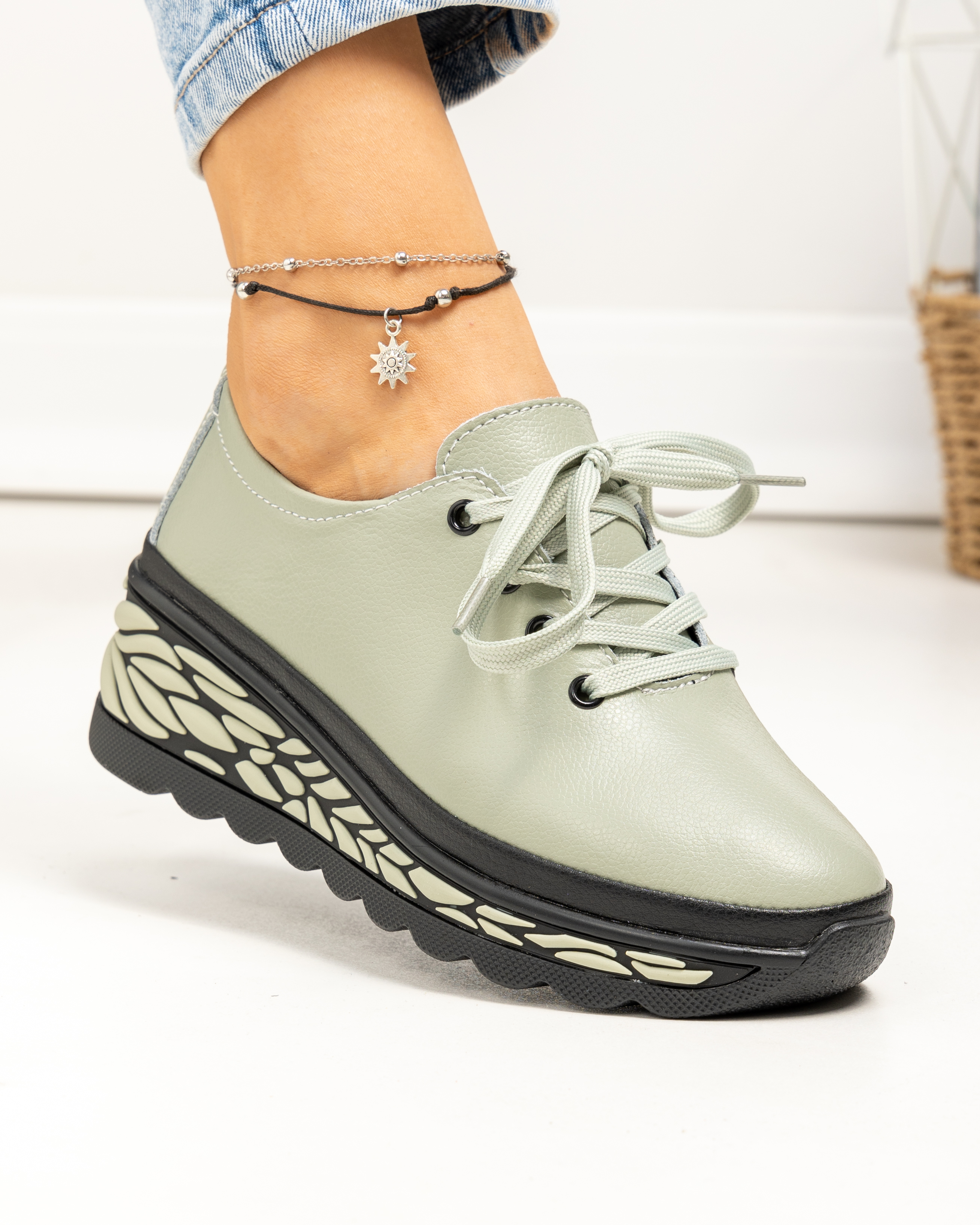 Pantofi casual dama piele naturala barilla cu talpa groasa JY5096