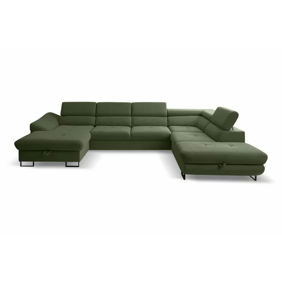 Coltar extensibil Fabio U, 350x235x175 cm, Stofa, Verde - Kalenda