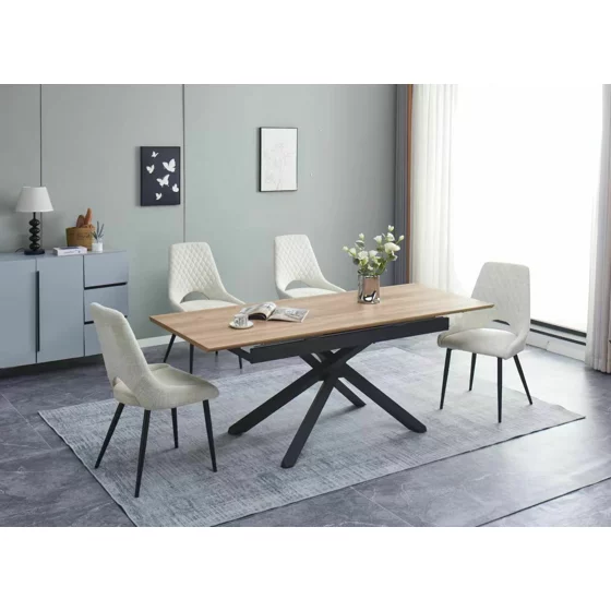 Masa Extensibila Viken, 160-200x80x76 h cm, Picior Metalic, Negru ...