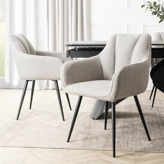 Scaun Narnia, 56x50x85 cm, Structura Metalica, Boucle Gri - Kalenda