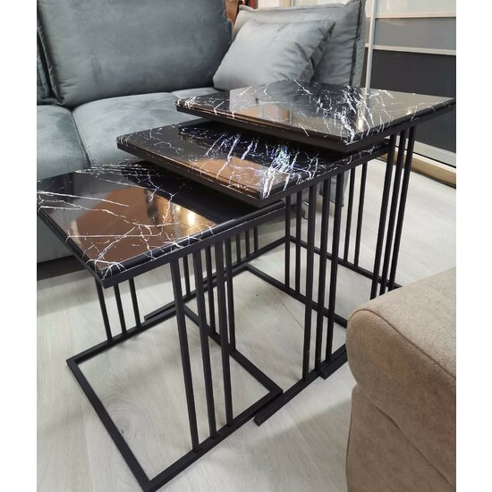 SET 3 MASUTE CAFEA MDF NEGRU GRACE - Mobila Casa - Mobila Casa