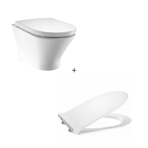 Set vas wc suspendat Roca Nexo rimless cu capac softclose slim alb ...