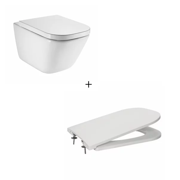 Set vas wc suspendat Roca The Gap cu capac softclose slim alb ...