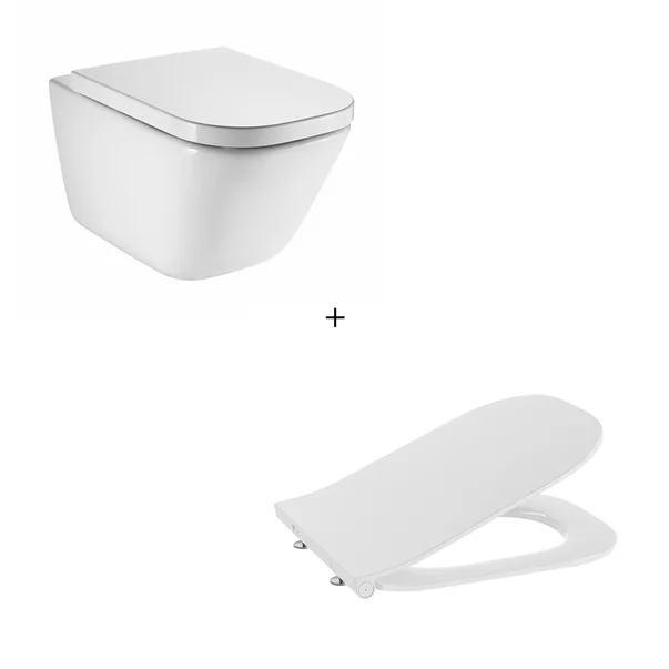 Set vas wc suspendat Roca The Gap rimless cu capac softclose slim alb ...