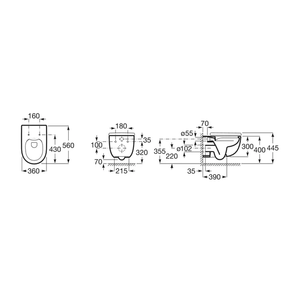 Vas wc suspendat Roca Meridian rimless alb A34624L000 | Neakaisa.ro