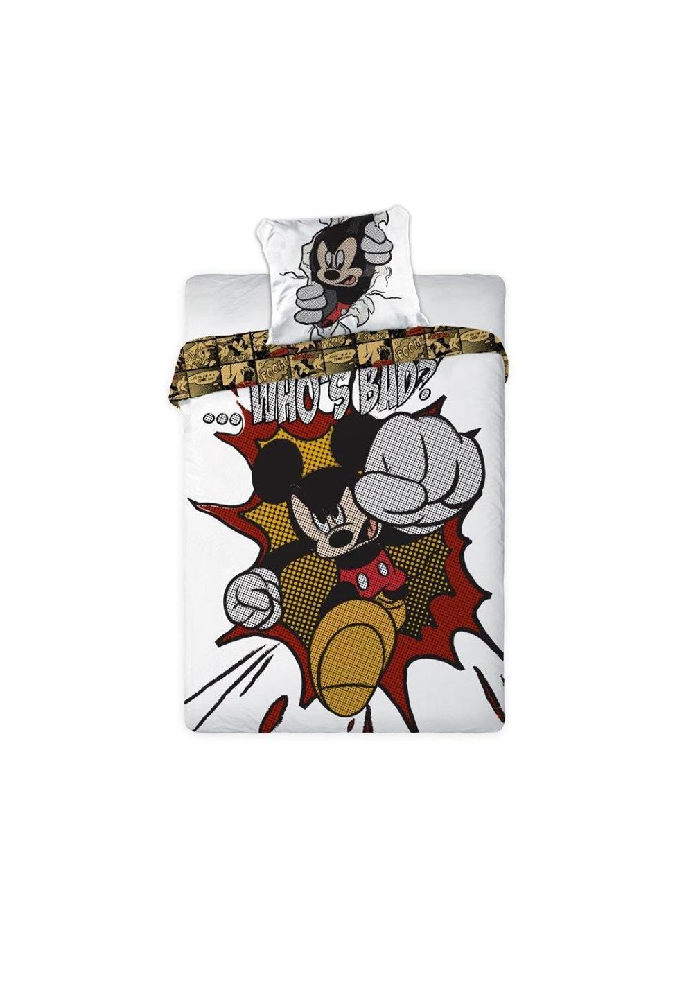 Lenjerie de pat Mickey Mouse, 160 x 200 cm, alba
