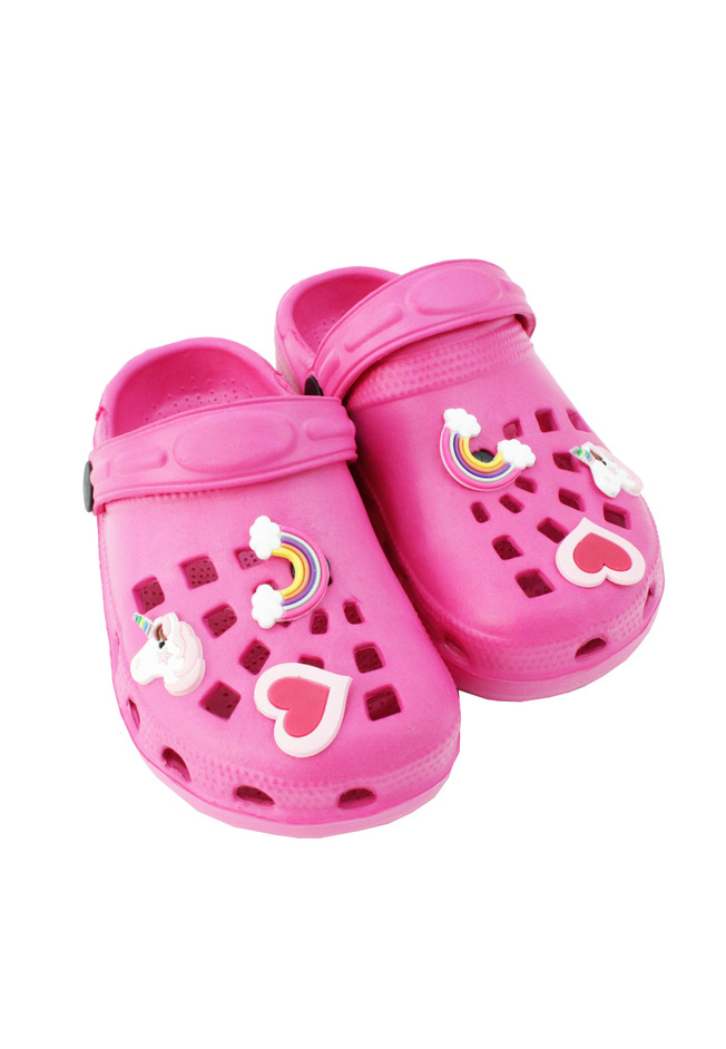 Saboti pentru plaja, Unicorn si curcubeu, roz